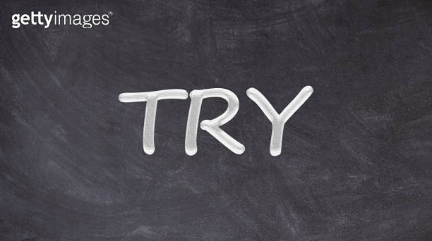 Try text written on blackboard 이미지 (1162286631) - 게티이미지뱅크
