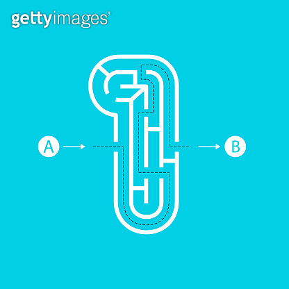 Number one shape Maze Labyrinth, maze with one way to entrance and one ...