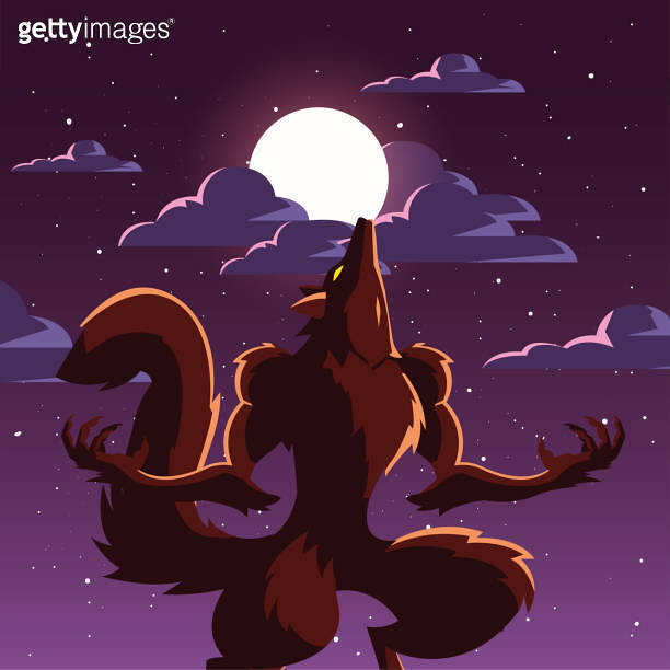 angry wolf howling to the moon in scene of halloween (1177457341) 일러스트 ...
