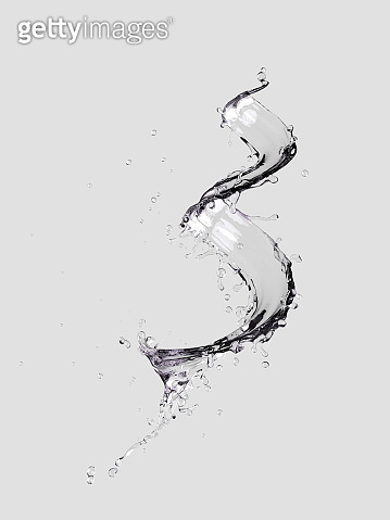 Pure water splash in air vertical shoot with curves and interesting ...