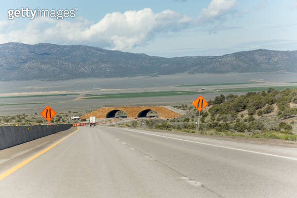 natural animal passage bridge at highway of nevada utah USA America 이미지 ...