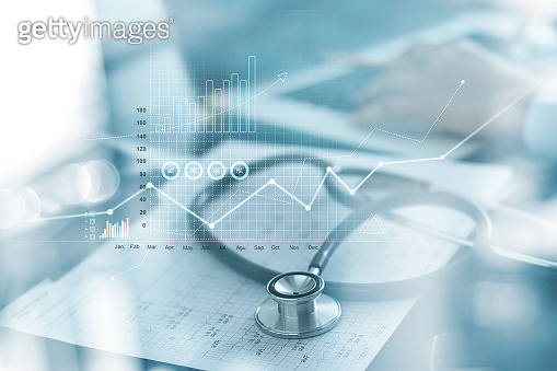 Healthcare business graph and Medical examination and businessman ...