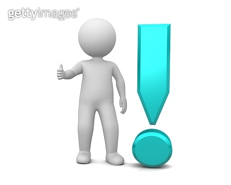 exclamation point thumbs up ok sign positive emotions rendering stick ...