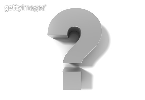 silver gray question mark interrogation point 3d render query sign ...