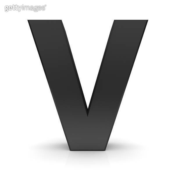 letter V black sign 3d rendering text alphabet character capital font ...