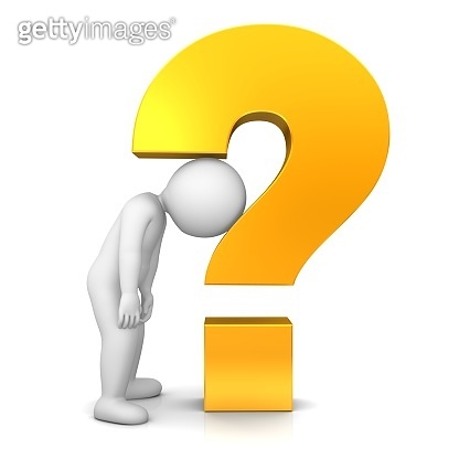 question mark 3d gold interrogation sign icon asking worried broken man ...