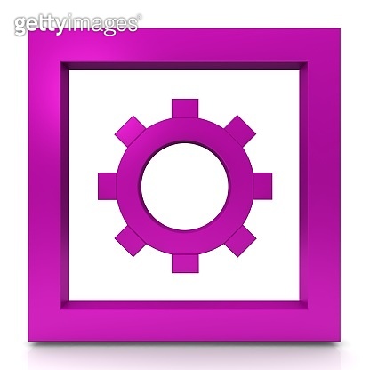 gear sign working symbol cog wheel icon pink 3d render graphic ...
