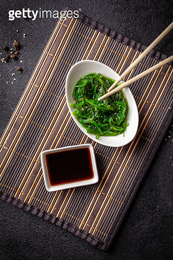 The concept of Japanese and Chinese cuisine. Chuka Salad, made from ...