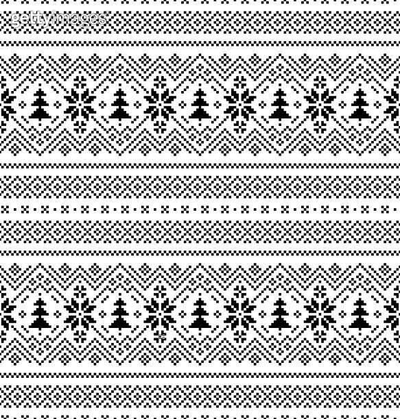 Christmas nordic pixel pattern vector. Seamless traditional ethnic ...