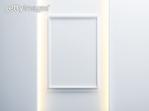 White vertical Poster canvas with Frame Mockup hanging on the wall with ...