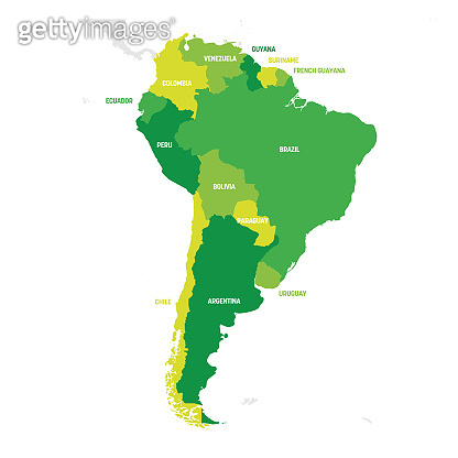 South America Region. Map of countries in southern America. Vector ...