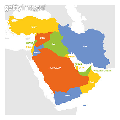West Asia Region. Map of countries in western Asia or Middle East ...