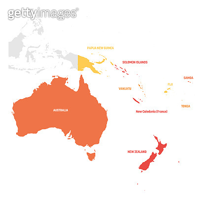 Australia and Oceania Region. Map of countries in South Pacific Ocean. Vector illustration ...