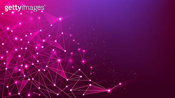 Vector. Neural network. Red-purple polygonal plexus Blur background ...
