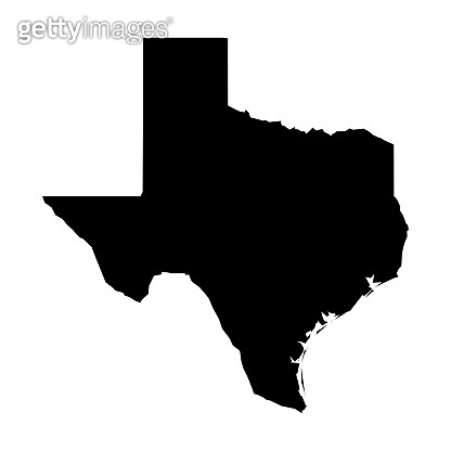 Texas, state of USA - solid black silhouette map of country area ...