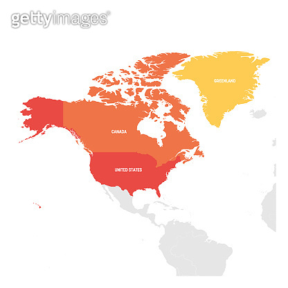 North America Region. Map of countries in northern America. Vector ...