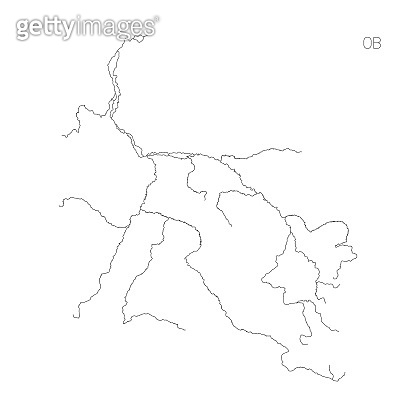 Map of Ob river drainage basin. Simple thin outline vector illustration ...