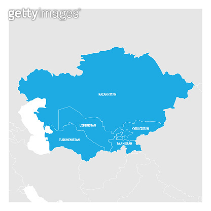 Central Asia Region. Map of countries in central part of Asia. Vector ...