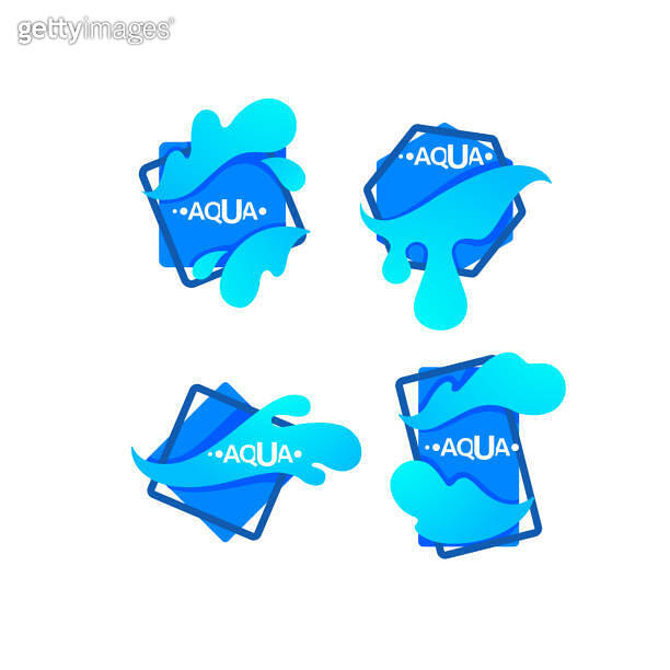 natural spring water, vector logo, labels and stickers templates with ...