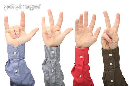Showing the signs of the fingers to express emotions. Sign language ...