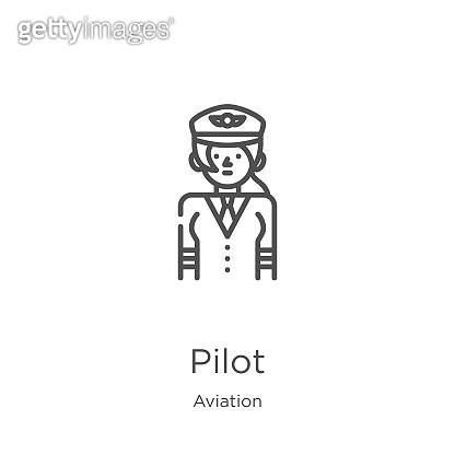 pilot icon vector from aviation collection. Thin line pilot outline ...