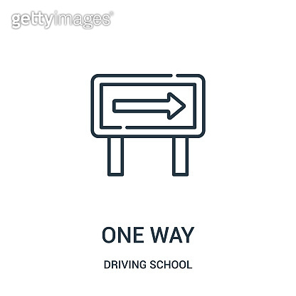 one way icon vector from driving school collection. Thin line one way ...