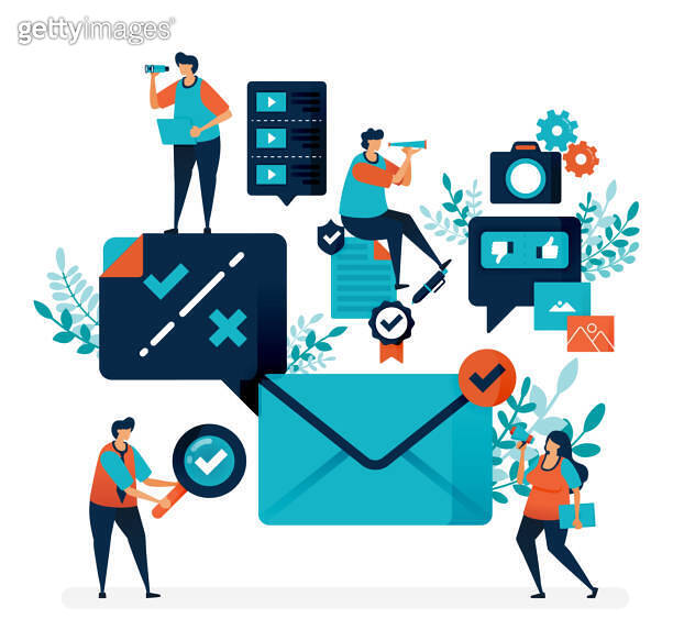 Verification and notification to receive email. Check or cross ...