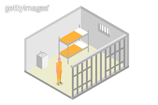 Isometric prison cell. Vector jail, Incarceration concept. Vector ...