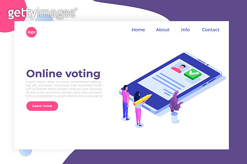 Voting online, e-voting, election internet system isometric template ...