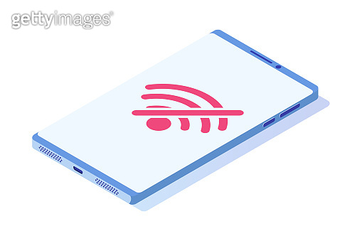No wifi on smartphone vector isometric icon. Bad internet connection ...