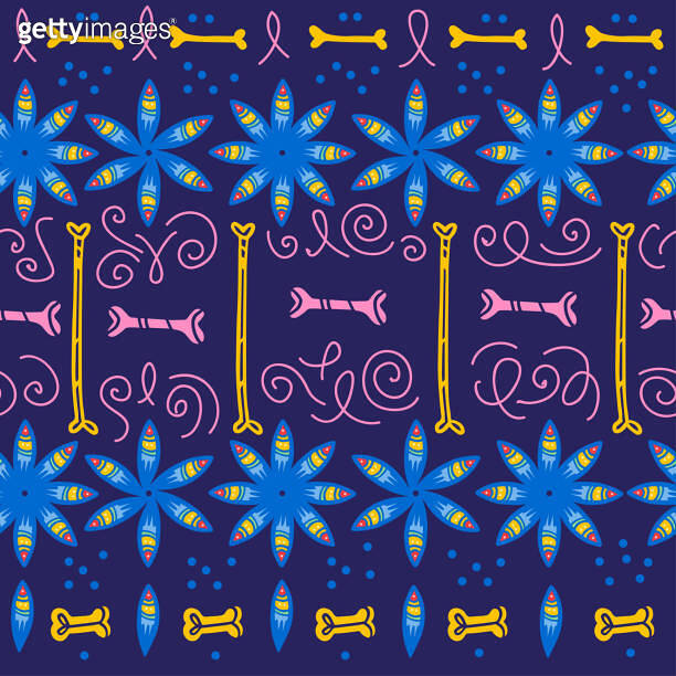 Vector seamless pattern with Mexico traditional celebration decor elements - bones, petals ...