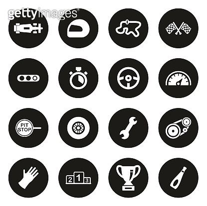 Formula 1 Racing Icons White On Black Circle (1134487565) 일러스트, 무료 일러스트 ...