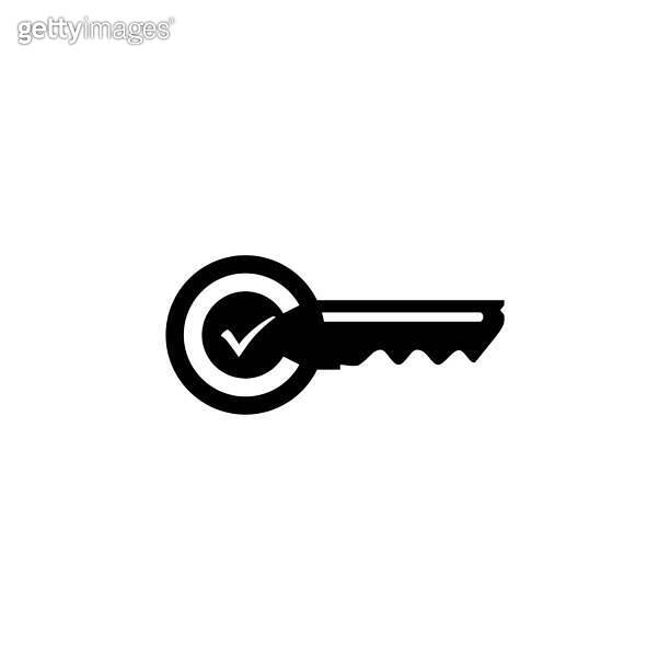 Key, check mark, and initial C for Check Inn / Check list design ...