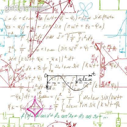 Math seamless pattern endless pattern with handwriting of various ...