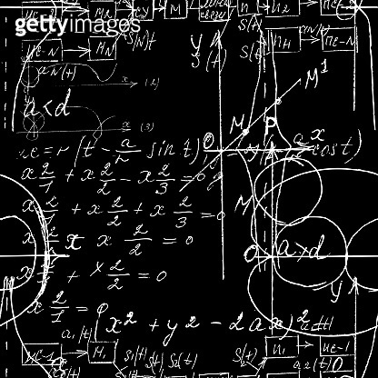 Mathematical vector seamless pattern with geometrical plots, formulas and calculations. Endless ...