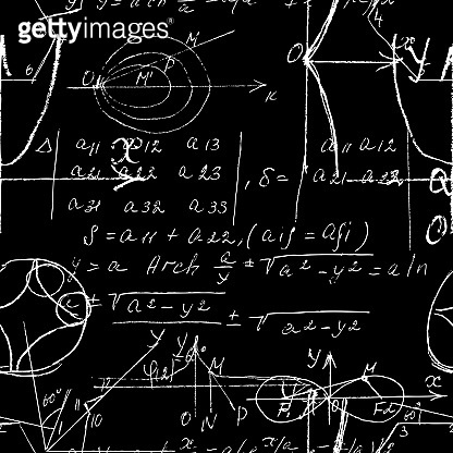 Mathematical vector seamless pattern with geometrical plots, formulas ...
