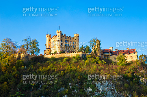 Exterior view of Hohenschwangau Castle in Schwangau village, Fussen ...