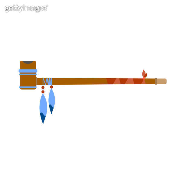 Vector color illustration icon with ceremonial indian chief smoking ...