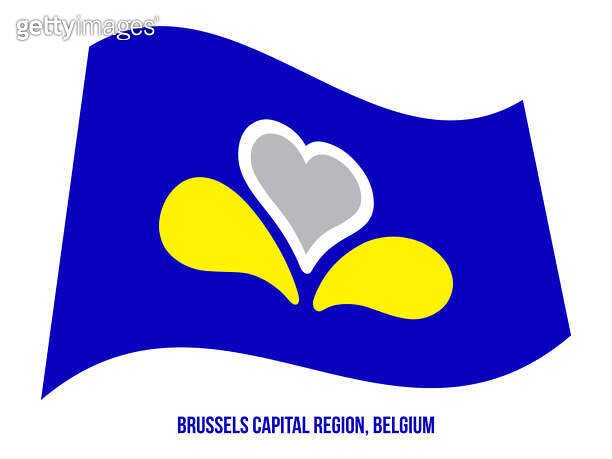 Brussels Capital Region, Belgium Flag Waving Vector on White Background ...