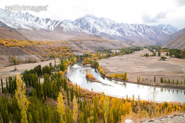 Phandar valley during autumn season in the northern area of the ...