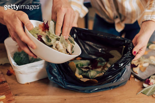 Close up of the couple composting their organic leftovers (1194518345 ...