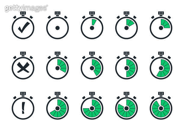 Set of simple timers. Template digital clock, timer symbols. Stopwatch ...