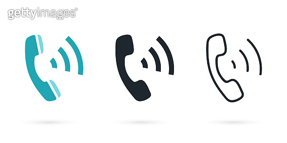 Phone icon in flat style. Telephone sign. Thin lines phone icons ...