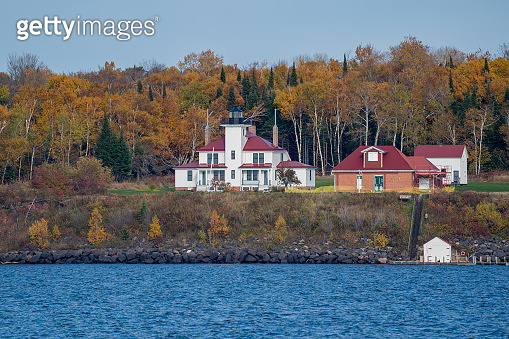 Raspberry Island Lighthouse in Wisconsin on Lake Superior in the ...