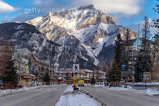View of downtown Banff National Park, a Unesco World Heritage Site ...