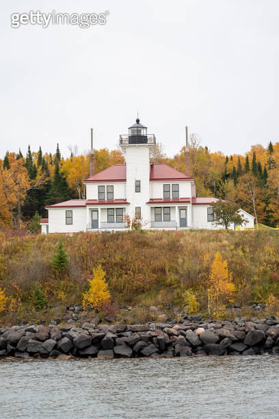 Raspberry Island Lighthouse - portrait view - on Lake Superior ...