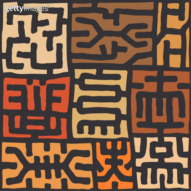 Seamless vector African pattern. Tribal background. Hand drawn lines ...