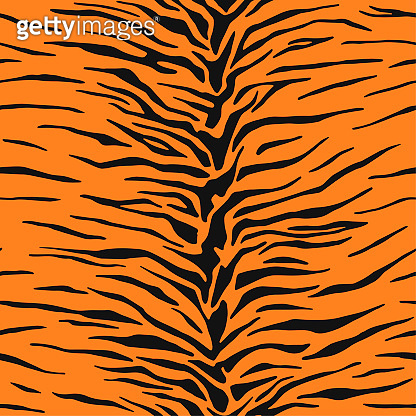 Seamless vector black and orange tiger pattern. Stylish wild tiger ...