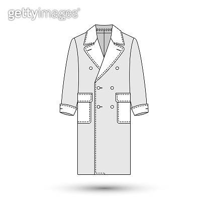 Trench coat icon. Fashion garment symbol. Technical drawing of garment ...