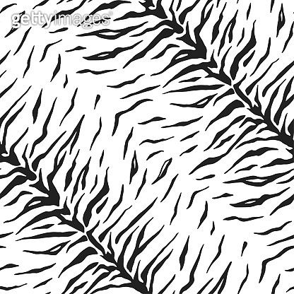 Seamless vector black and white tiger pattern. Stylish wild tiger ...